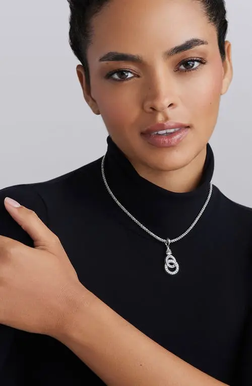 Lagos Signature Caviar Interlocking Diamond Pendant Necklace