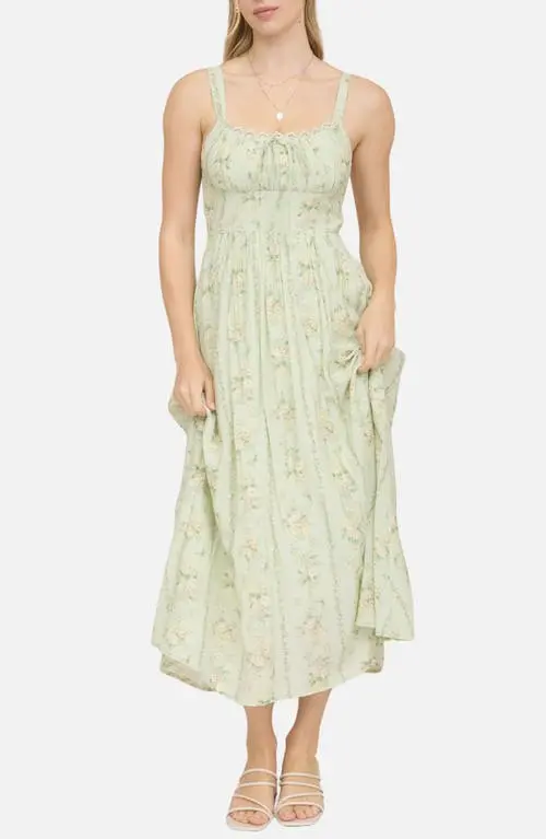 BLU PEPPER Floral Print Sleeveless Maxi Dress - Lime Multi