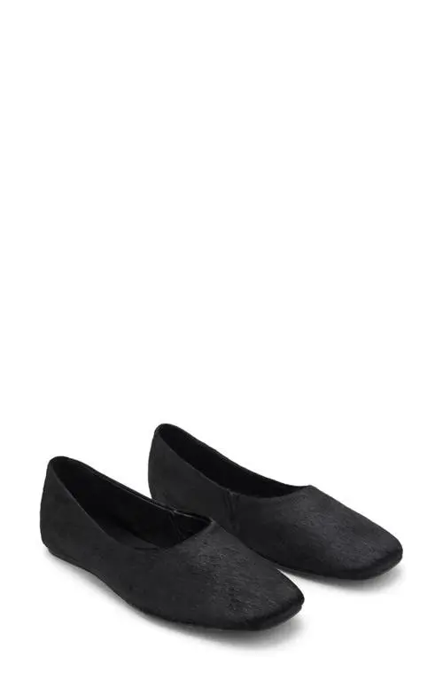 Mango Genuine Calf Hair Square-toe Flats