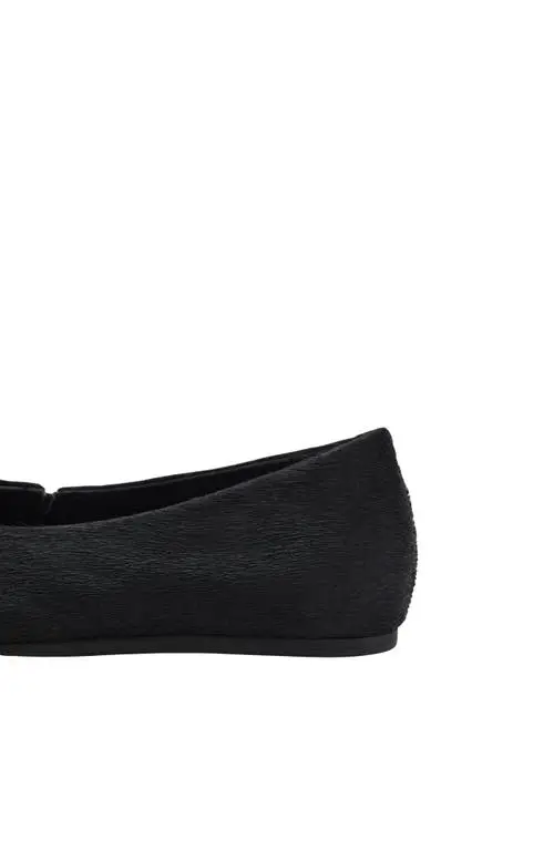 Mango Genuine Calf Hair Square-toe Flats