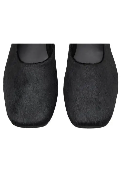 Mango Genuine Calf Hair Square-toe Flats