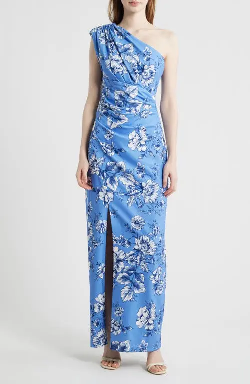 Vince Camuto Toile One-shoulder Scuba Crepe Column Gown