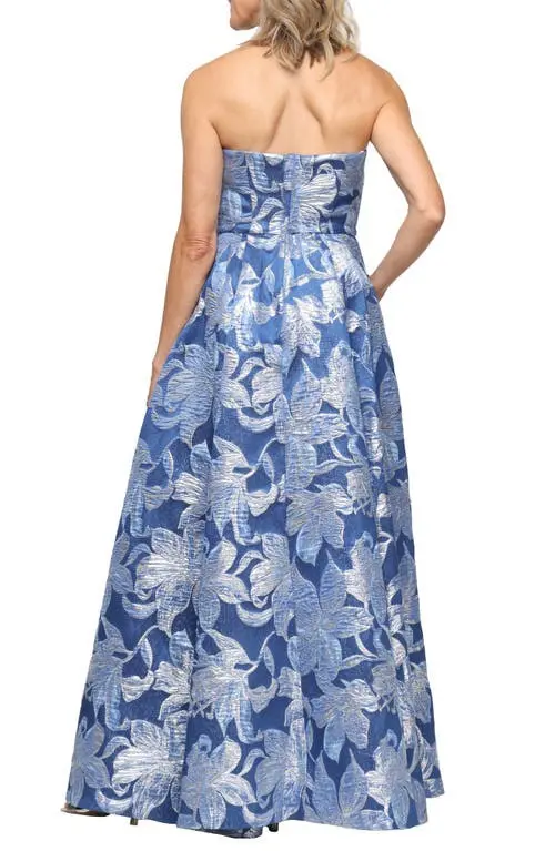 Alex Evenings Strapless Floral Jacquard Gown With Shawl