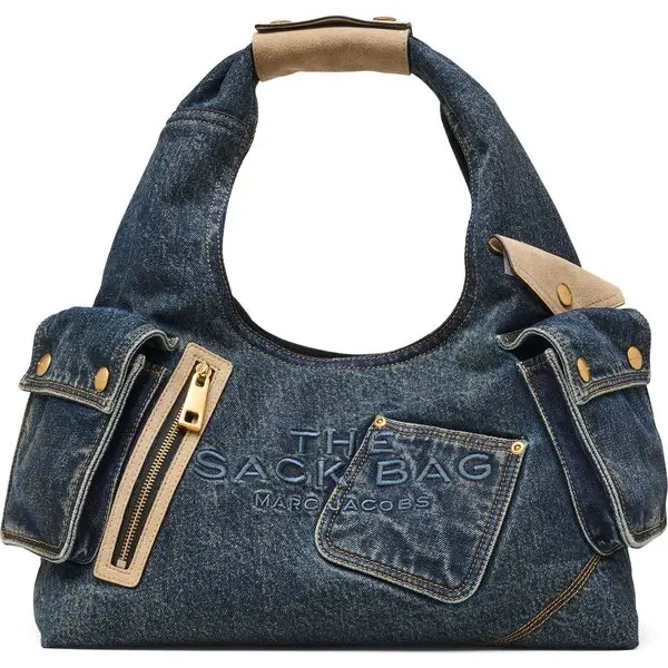 Marc Jacobs The Sack Denim Shoulder Bag - Dark Wash Indigo