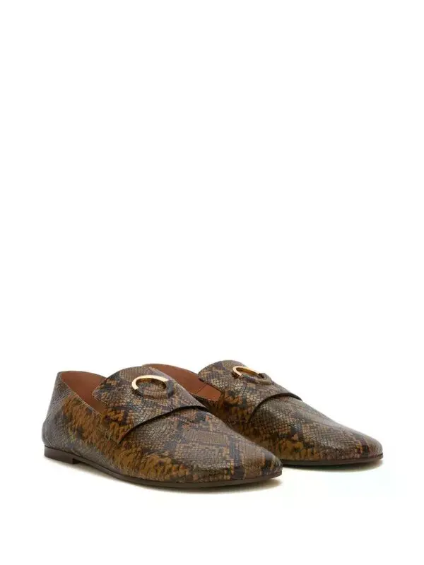 ODISSI Kali Python-print Leather Loafers - Neutrals