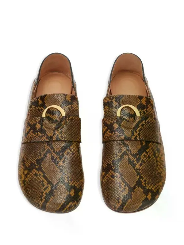 ODISSI Kali Python-print Leather Loafers - Neutrals