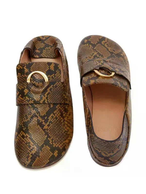 ODISSI Kali Python-print Leather Loafers - Neutrals