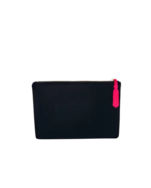 FABLE ENGLAND Party Bear Embroidered Medium Pouch - Midnight Blue