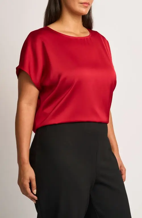 Halogen Dolman Sleeve Satin Top - Bright Red