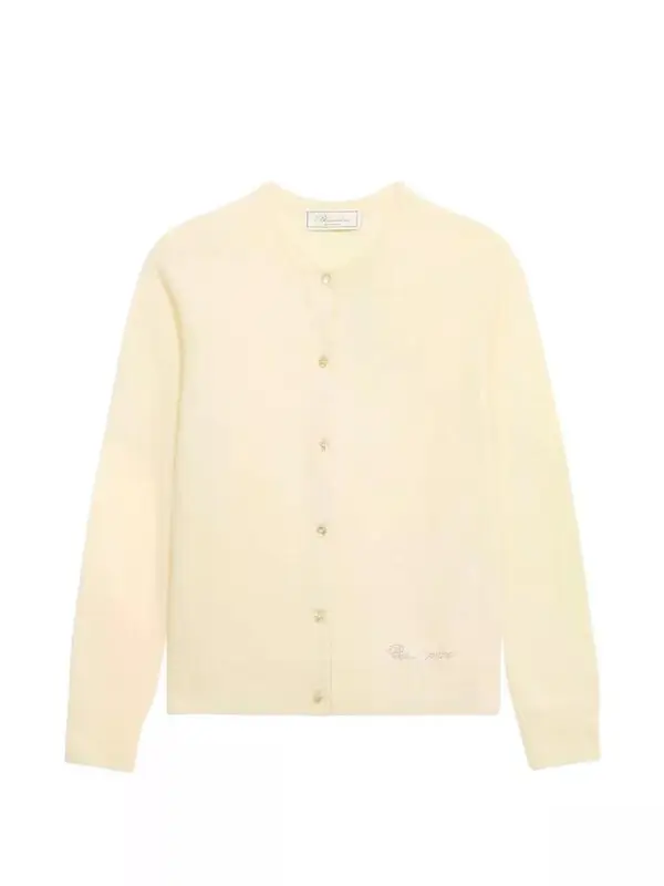 Blumarine Strass Embroidered Cashmere Cardigan - Neutrals