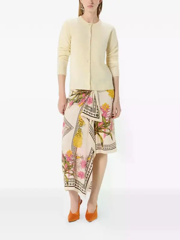 Blumarine Strass Embroidered Cashmere Cardigan - Neutrals