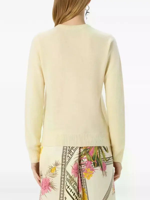 Blumarine Strass Embroidered Cashmere Cardigan - Neutrals