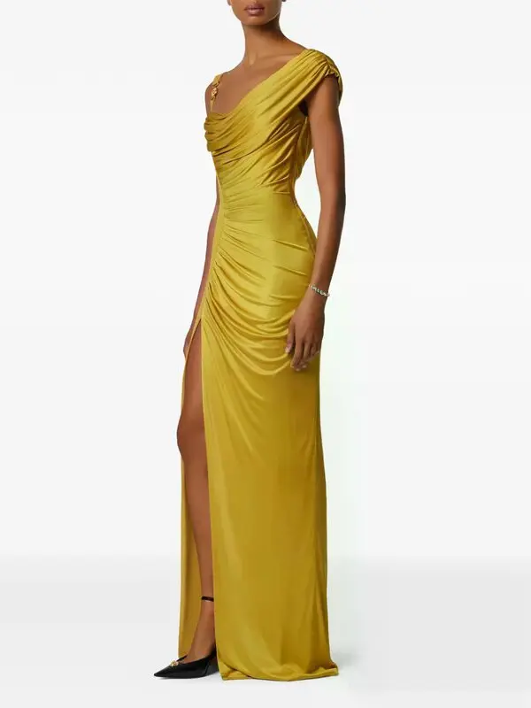 Versace Maxi Asymmetric Neck Dress