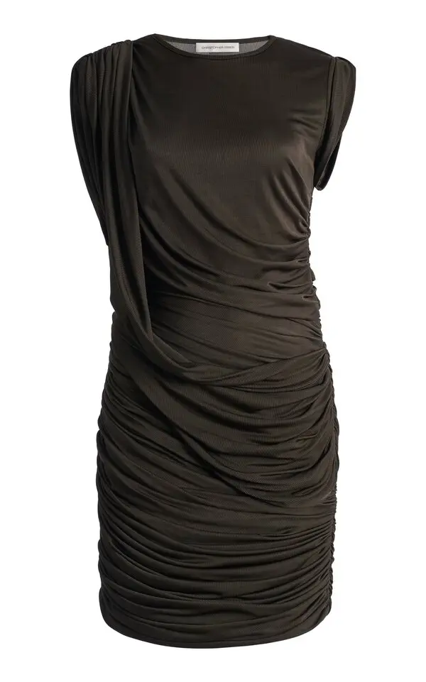 Christopher Esber Verve Twisted Georgette Mini Dress - Grey