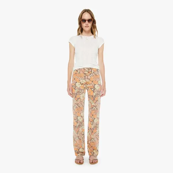 MOTHER The Kick It Jeans Blossom Print - Orange