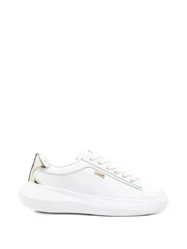 Liu Jo Leather Sneakers With Metallic Heel Counter - White