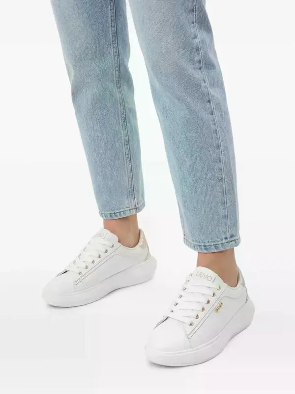 Liu Jo Leather Sneakers With Metallic Heel Counter - White