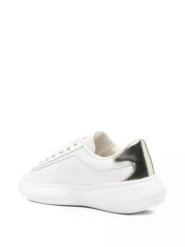 Liu Jo Leather Sneakers With Metallic Heel Counter - White