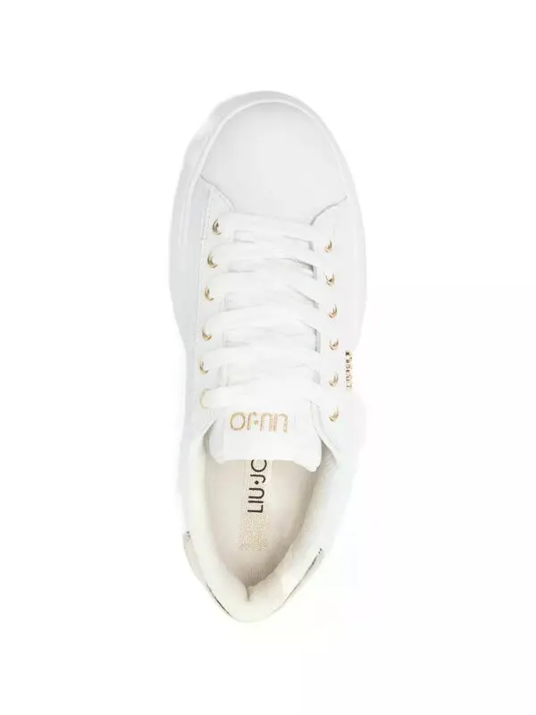 Liu Jo Leather Sneakers With Metallic Heel Counter - White