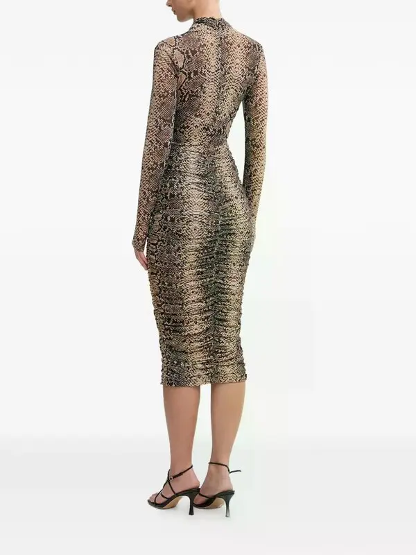 Bardot Cut-out Print Midi Dress - Neutrals