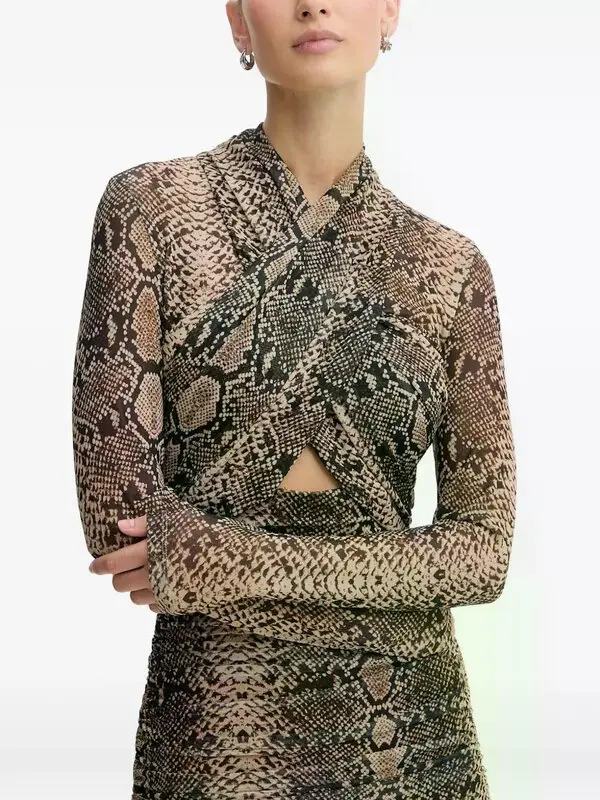 Bardot Cut-out Print Midi Dress - Neutrals