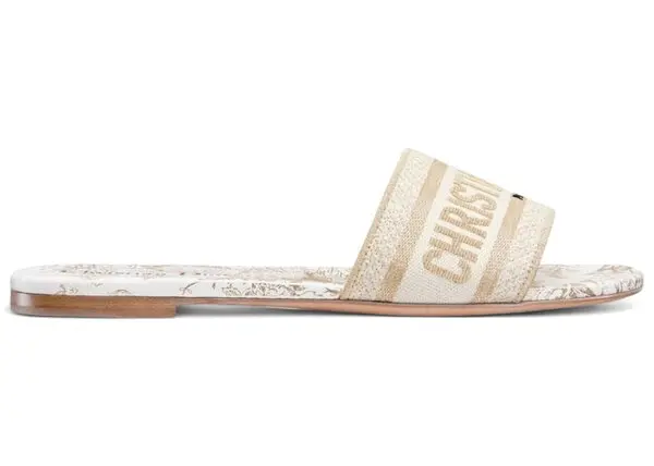 Dior Dway Embroidered Slide - White/gold