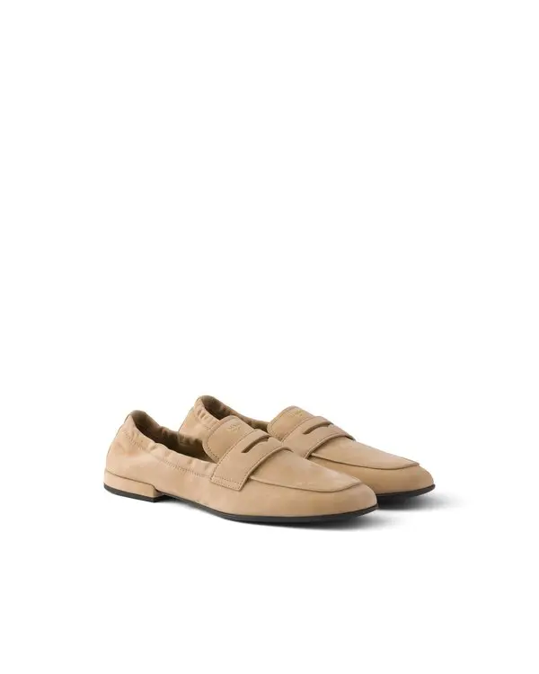 Prada Shuffle Nubuck Leather Loafers - Neutral