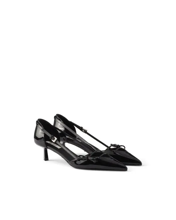 Prada Patent Leather Pumps With Metal Buckle