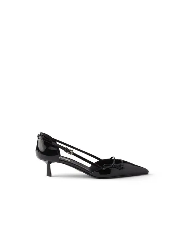 Prada Patent Leather Pumps With Metal Buckle