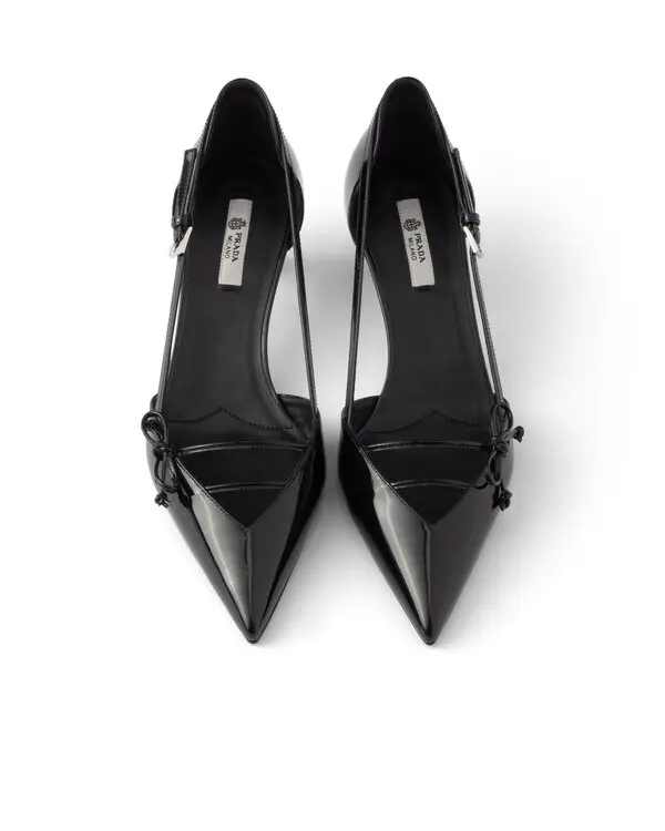 Prada Patent Leather Pumps With Metal Buckle