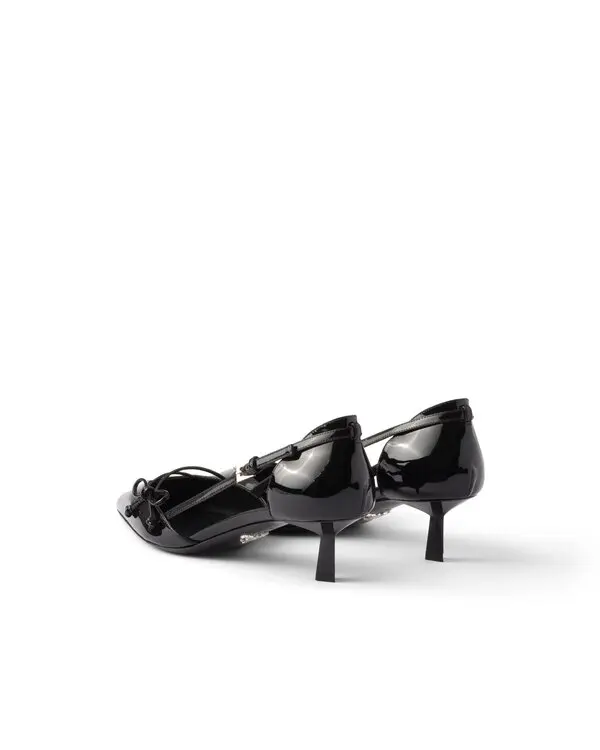 Prada Patent Leather Pumps With Metal Buckle