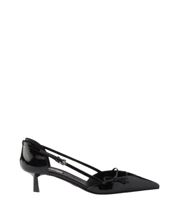 Prada Patent Leather Pumps With Metal Buckle - Black