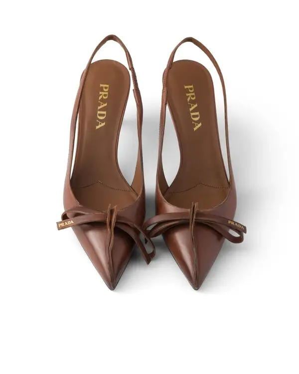 Prada Leather Slingback Pumps - Brown