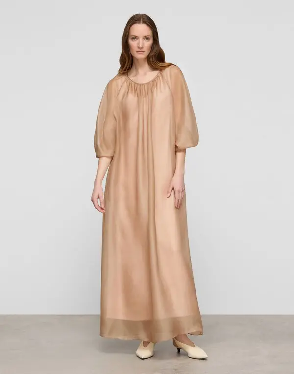 Lafayette 148 New York Silk Organza Long Sleeve Gown