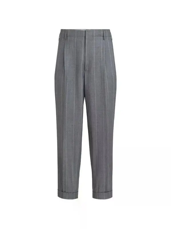 Brunello Cucinelli Virgin Wool Chalk Stripe Trousers - Grey