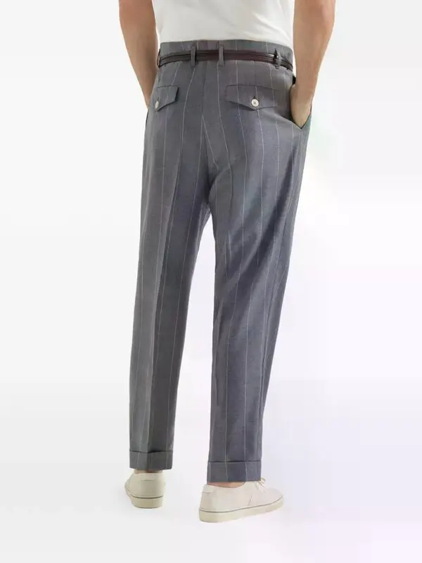 Brunello Cucinelli Virgin Wool Chalk Stripe Trousers - Grey