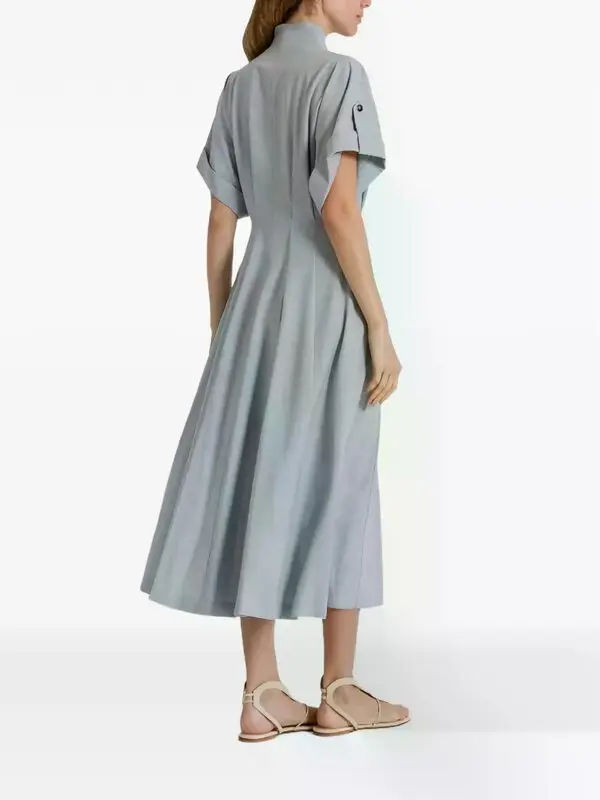 Alberta Ferretti Buttoned V-neck Dress - Blue