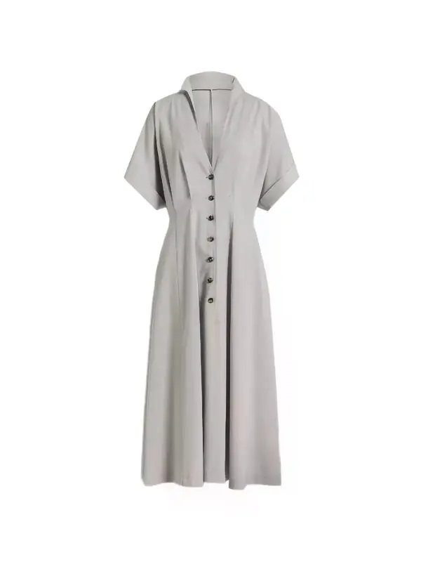 Alberta Ferretti Buttoned V-neck Dress - Grey