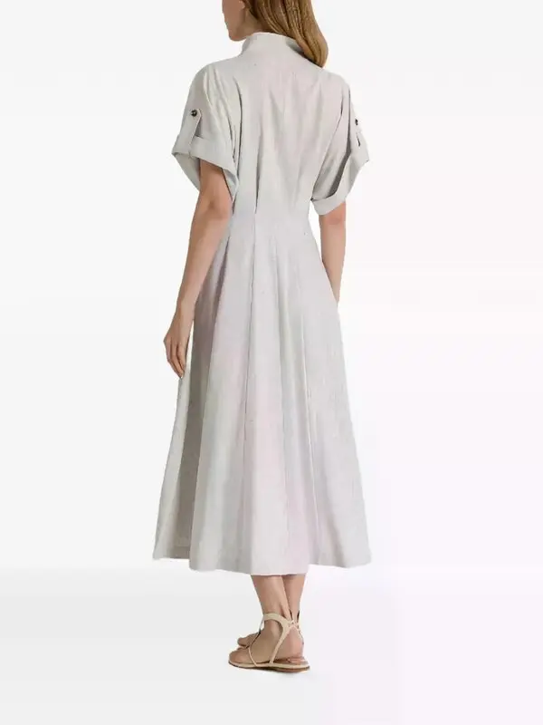 Alberta Ferretti Buttoned V-neck Dress - Grey