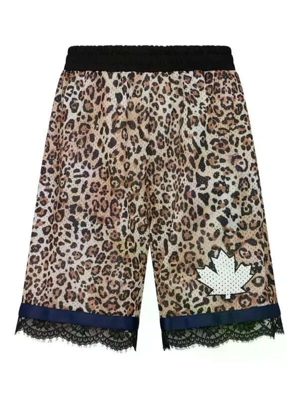 Dsquared2 Animal Print Lace Trim Shorts