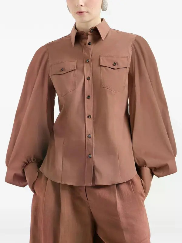 Brunello Cucinelli Balloon-sleeve Pocket Shirt - Brown