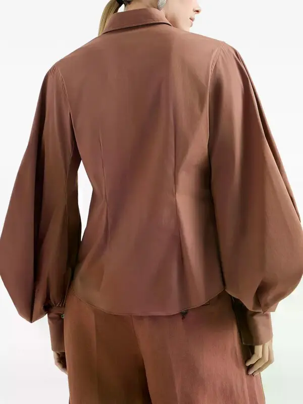 Brunello Cucinelli Balloon-sleeve Pocket Shirt - Brown