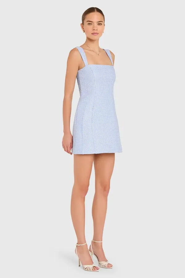 Amanda Uprichard Andreina Mini Dress - Atlantic/ivory
