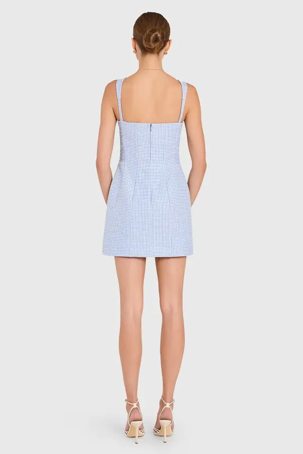 Amanda Uprichard Andreina Mini Dress - Atlantic/ivory