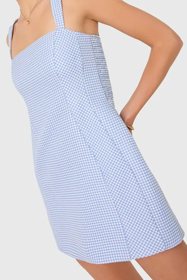 Amanda Uprichard Andreina Mini Dress - Atlantic/ivory