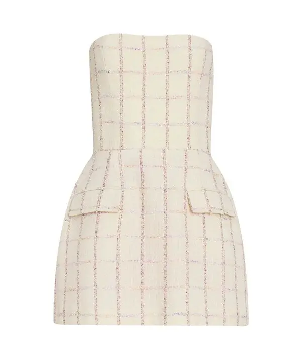 Amanda Uprichard Strapless Tweed Romper - Ivory