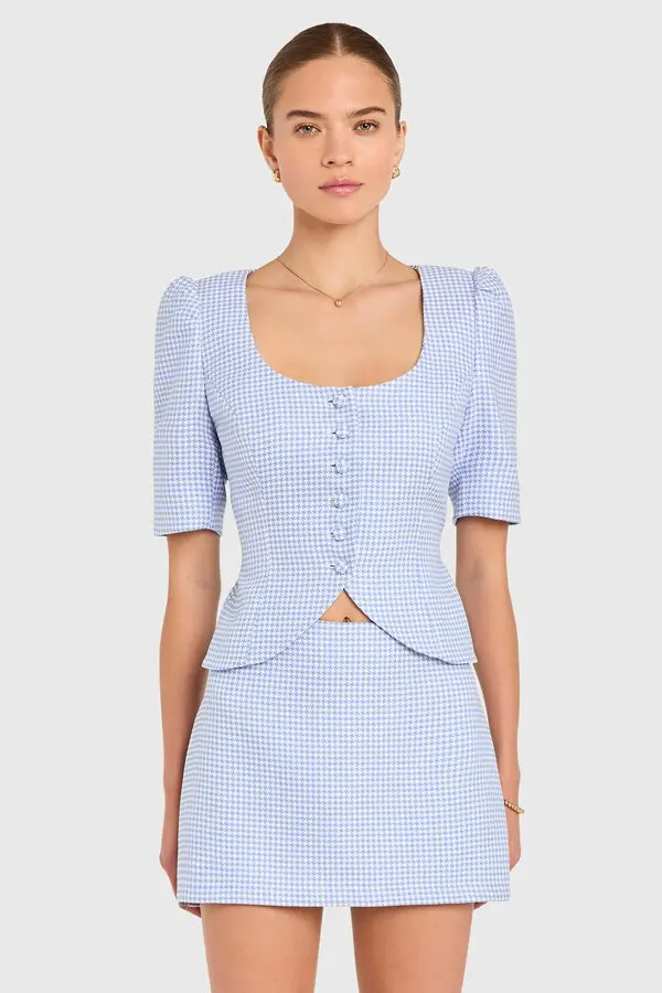 Amanda Uprichard Phoebe Top - Atlantic/ivory