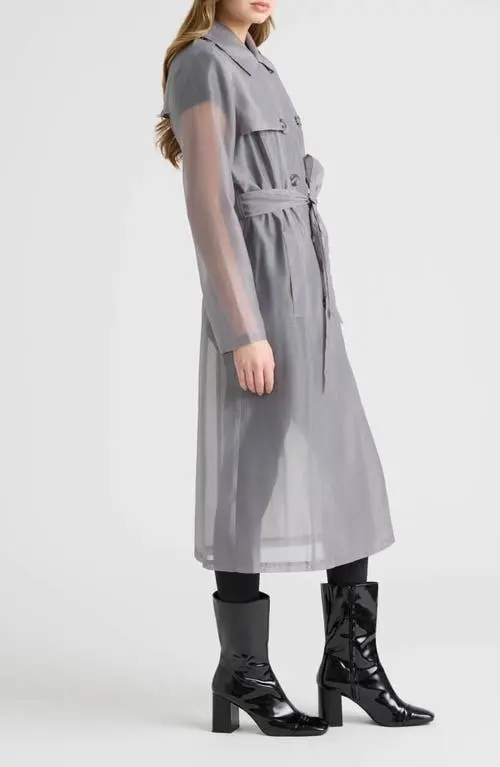 NVLT Sheer Trench Coat - Grey