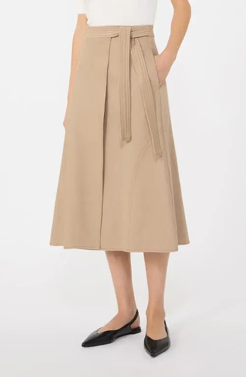 MM BY MAX MARA Rane Tie Waist Midi Skirt - Beige