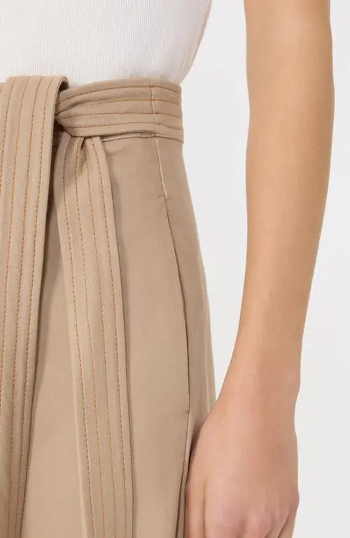 MM BY MAX MARA Rane Tie Waist Midi Skirt - Beige